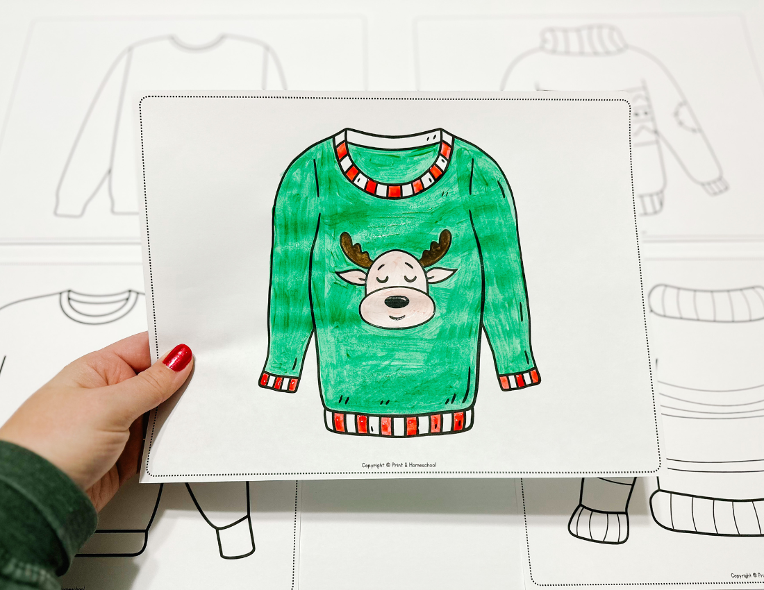 Christmas Sweater Day (Christmas School Day #8) - The Seasonal Homeschool